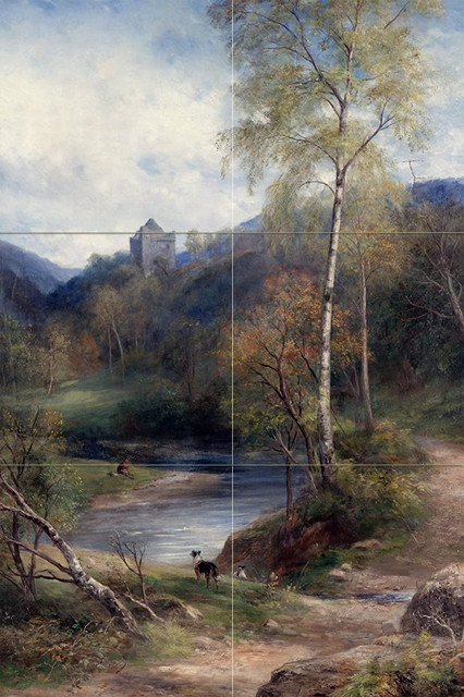 Tile Mural RIVER LANDSCAPE WITH CASTLE BEYOND Backsplash, 6" Ceramic ...