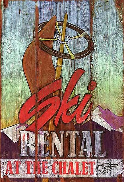 Vintage Signs Ski Rental Nostalgic Retro Skiing Sign - Rustic - Novelty ...