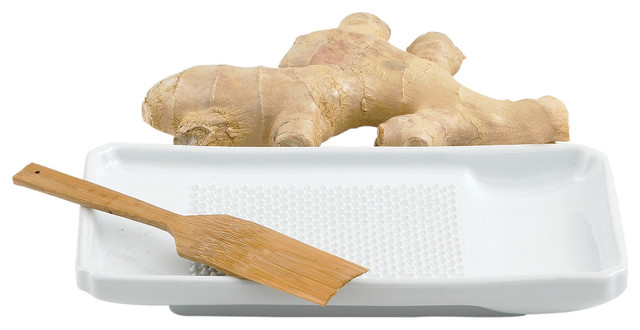 Helen Chen's Asian Kitchen White Porcelain Ginger Grater with Bamboo ...