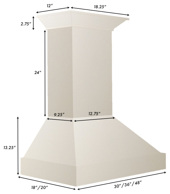 ZLINE 36 in. Wooden Wall Mount Range Hood, White Includes Motor, KBTT ...