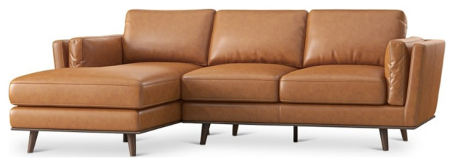 Austin Modern Tufted Living Room Top Leather Corner Sectional Sofa in ...