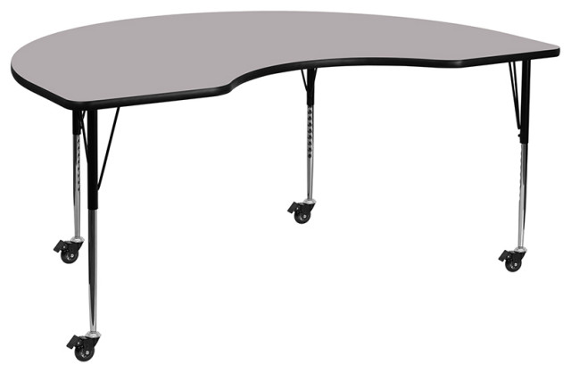 Mobile 48''W x 72''L Kidney Grey Thermal Laminate Activity Table ...