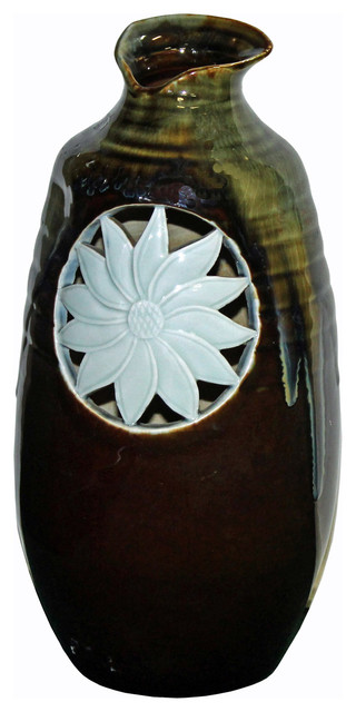 Artistic Odd Shape Vase Gloss Grace W/ Sun Flower Graphic - Farmhouse ...