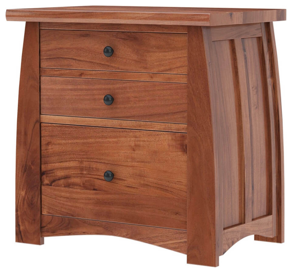 Helston Live Edge Top Solid Acacia Wood 3 Drawer Vertical File Cabinet ...