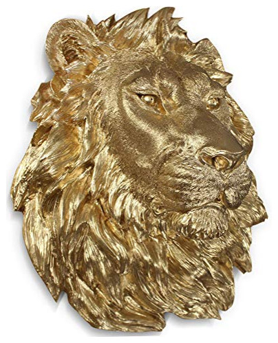 Large Gold Lion, 17" - Contemporary - Wall Sculptures - by Wall ...