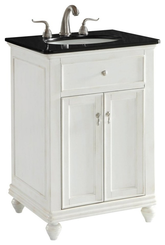Elegant Decor Otto 30" Wood Single Bathroom Vanity in Antique White ...