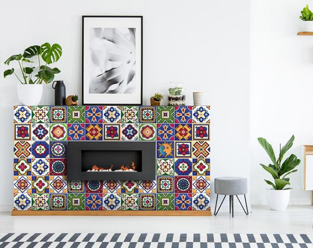 4" x 4" Mediterra Celestial Mosaic Peel and Stick Removable Tiles, 7"x7 ...