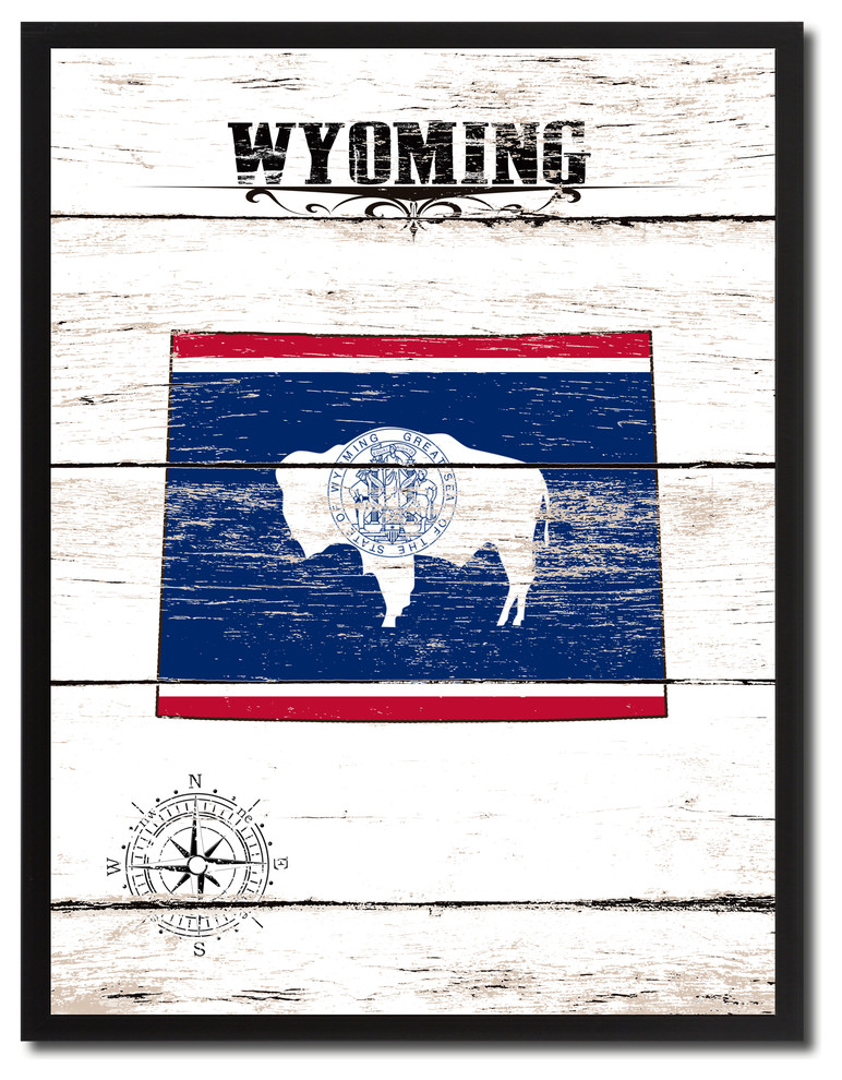 Wyoming State Flag Canvas, 28"x37", 13"x17" - Contemporary - Prints And ...