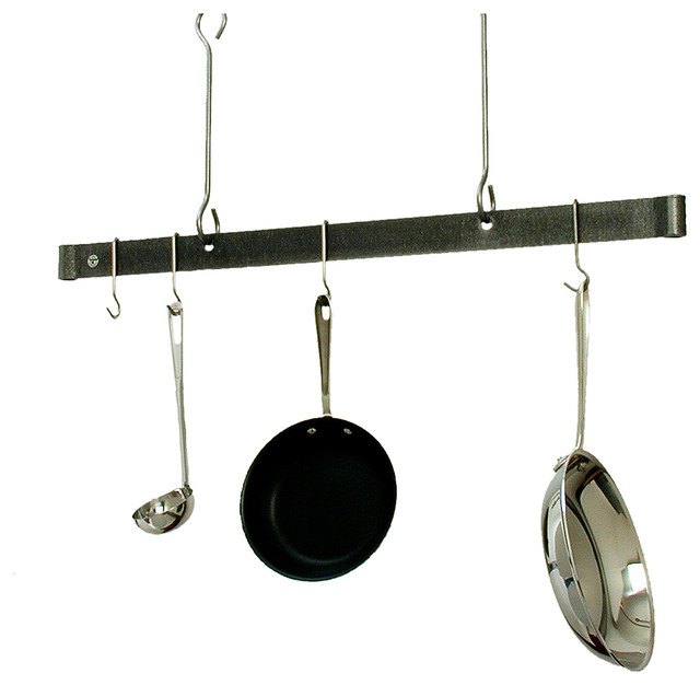 Handcrafted 48" Offset Hook Ceiling Bar w 12 Hooks Hammered Steel ...