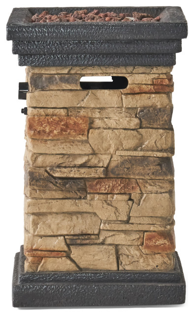 GDF Studio Troy Outdoor Fire Column - Traditional - Fire Pits - by ...