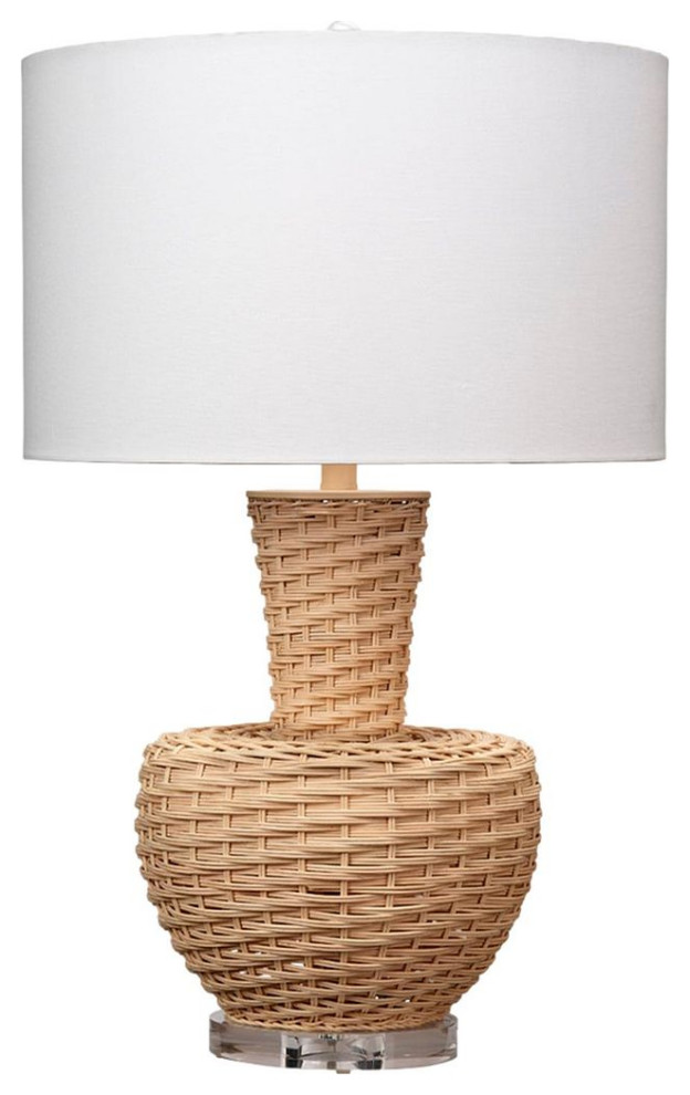Elegant Organic Urn Shape Natural Rattan Table Lamp 29 in Casual ...