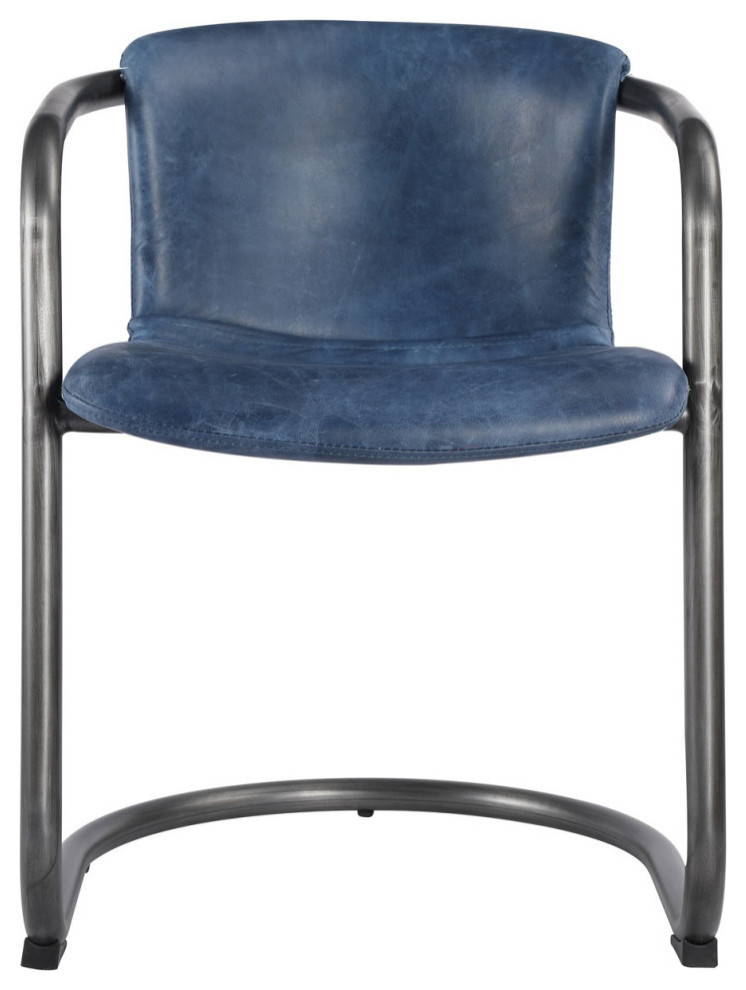 21 Inch Dining Chair Kaiso Blue Leather Blue Industrial - Industrial ...