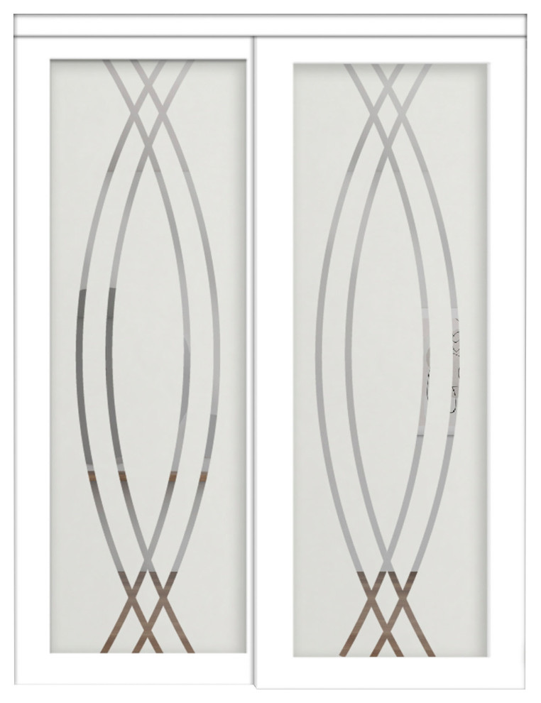 2 Panel Bypass Sliding Closet Doors with Mirror Effect Frosted Designs ...