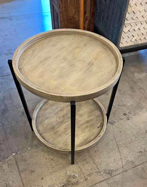 Zuri Bleached Wood and Iron Side Table - Transitional - Side Tables And ...