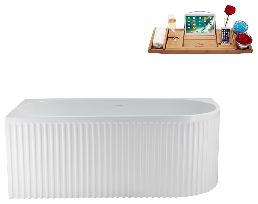 59" Streamline N4020ORB Soaking Freestanding Tub and Tray With Internal ...