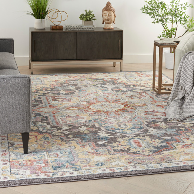 Nourison Soraya Sor04 Vintage and Distressed Rug, Charcoal Multi, 5'3 ...