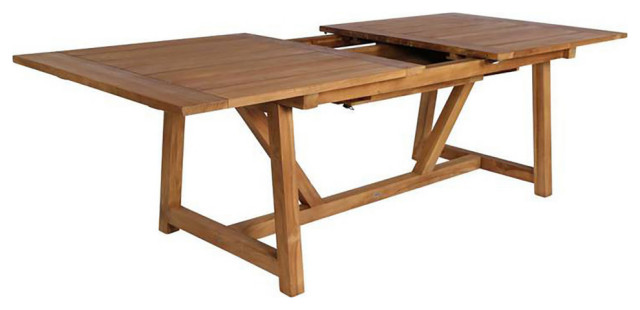 George Outdoor Teak Dining Extension Table, 79 (110)x39", Natural ...