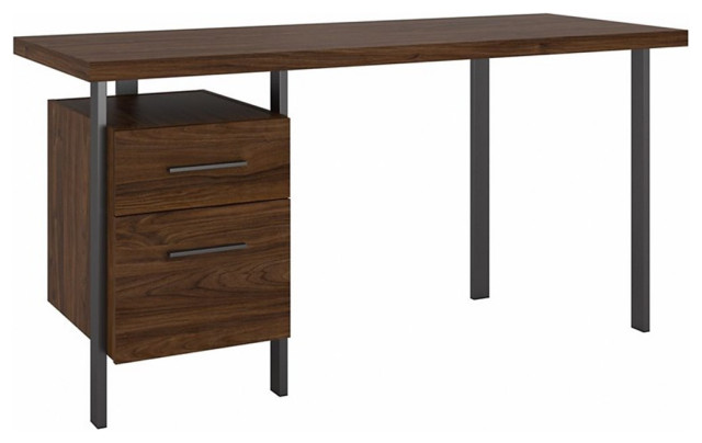 Architect 60W Writing Desk with Drawers in Modern Walnut - Engineered ...