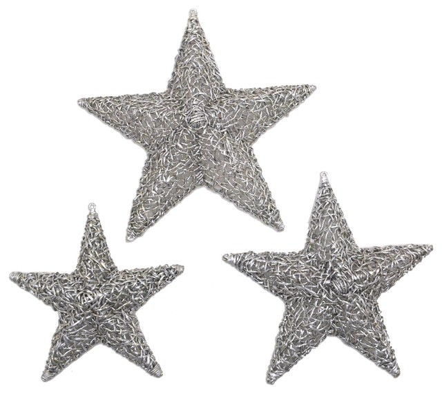 Woven Stars Recycled Plastic Wall Art, 3-Piece Set - Contemporary ...
