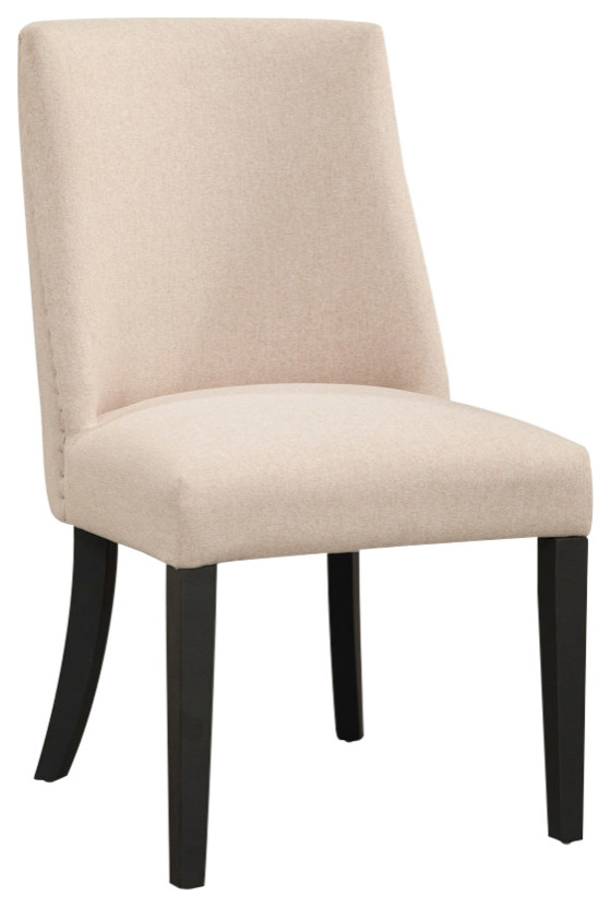 Live Edge Set of 2 Upholstered Parson Chairs, Cream/Black ...