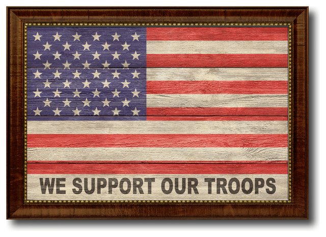 Revolutionary "We Support Our Troops" Military Textured Flag Print, 19 ...
