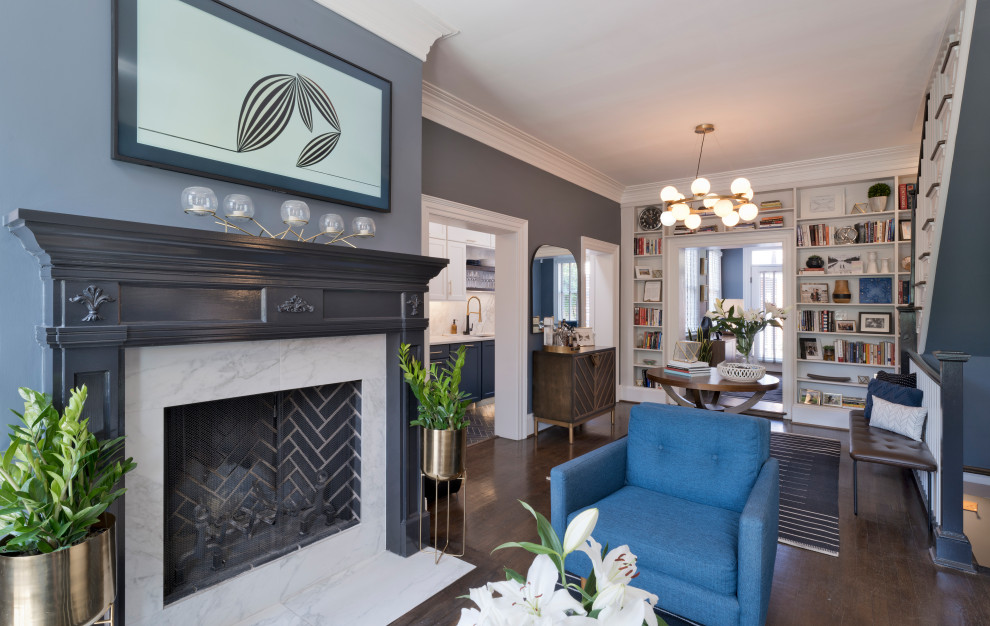 Stately Blue and White Kitchen in Historic Stanton Park - Transitional ...