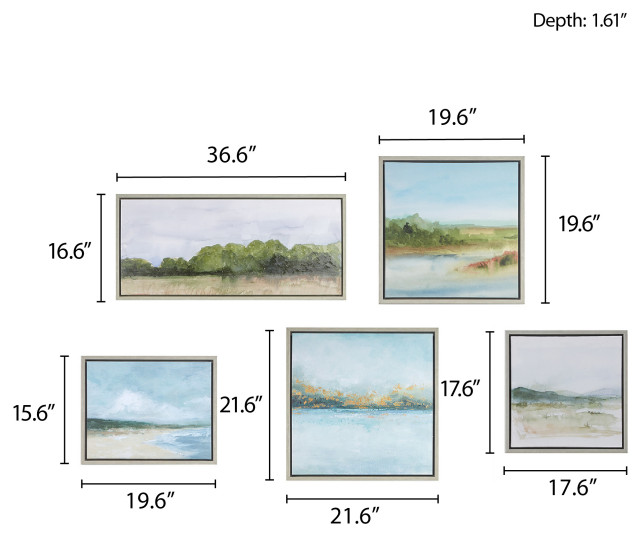 Martha Stewart Vista Abstract Landscape 5-piece Gallery Canvas Wall Art ...