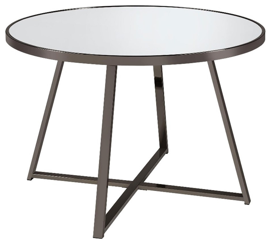 Pemberly Row Contemporary Metal Round Dining Table Black Nickel and ...