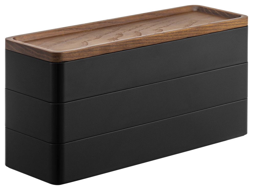 Yamazaki Home Stacking Accessory Case, Plastic + Wood - Contemporary ...