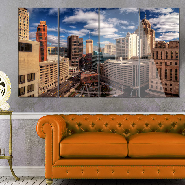 "Amazing Urban City With Skyline" Metal Wall Art, 48"x28 ...