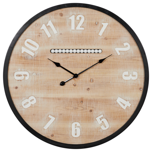 Farmhouse Brown Wood Wall Clock 61460 - Farmhouse - Wall Clocks - by ...