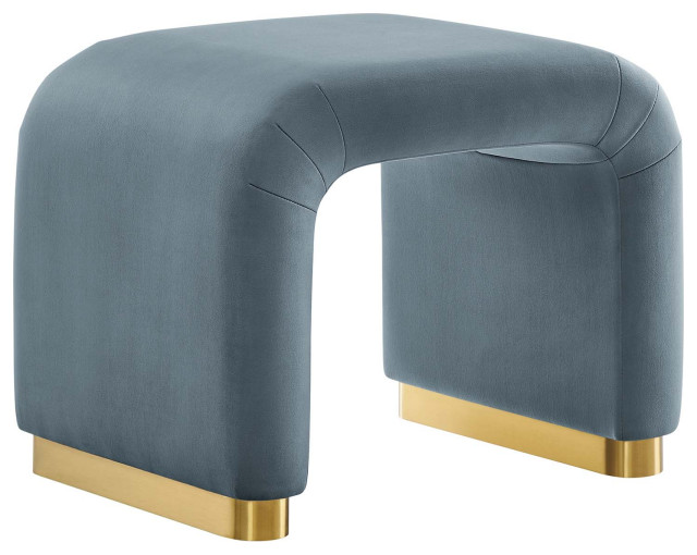 Koda Performance Velvet Waterfall Stool - Brass Cadet Blue ...