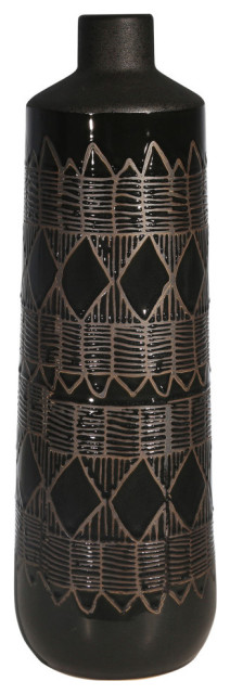Ceramic 21" Weave Design Vase, Black - Scandinavian - Vases - by ...