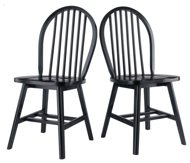 Windsor 2-Piece Chair Set, Black - Midcentury - Dining Chairs - by ...