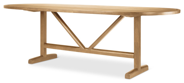 Viktor 94"L Light Brown Solid Wood Dining Table - Transitional - Dining ...