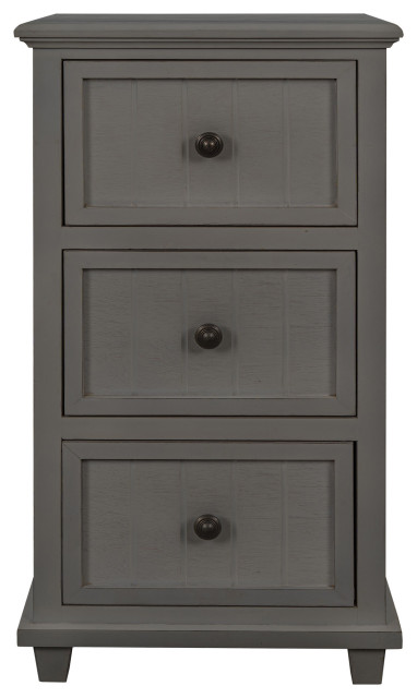 Vintage Gray Three Drawer Side Table 13"Wx30"H16"D - Transitional ...
