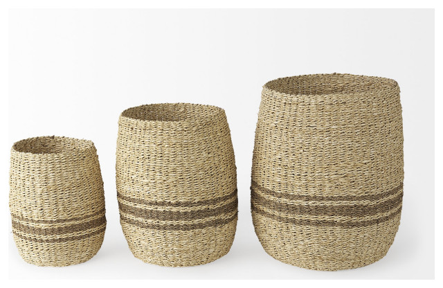 Set of Three Detailed Wicker Storage Baskets - Tropical - Baskets - by ...