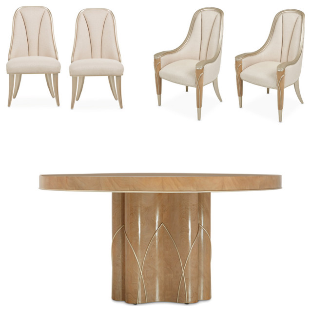AICO Furniture Villa Cherie 5 Piece Round Dining Table Set ...