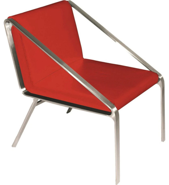 Ot'on Accent Chair, Red, Full Grain Italian Leather - Contemporary ...