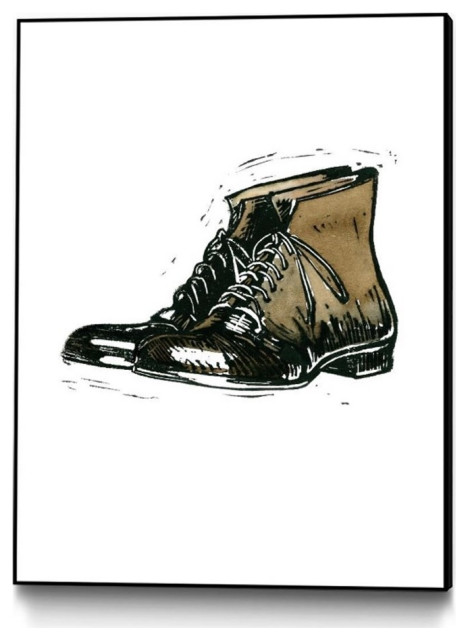 Giant Art Canvas 24x32 Boots 3 Framed in White - Contemporary - Prints ...