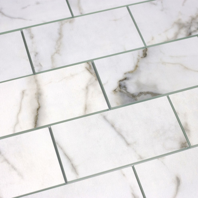 Bianco Carrara 3x6 Glass Subway Accent & Backsplash Wall Tile ...