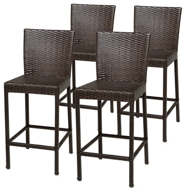 4 Belle Barstools w/ Back Espresso - Tropical - Outdoor Bar Stools And ...