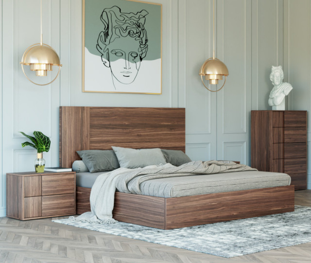 Nova Domus Asus Italian Modern Walnut Bed, Eastern King - Transitional - Platform Beds - by Vig ...