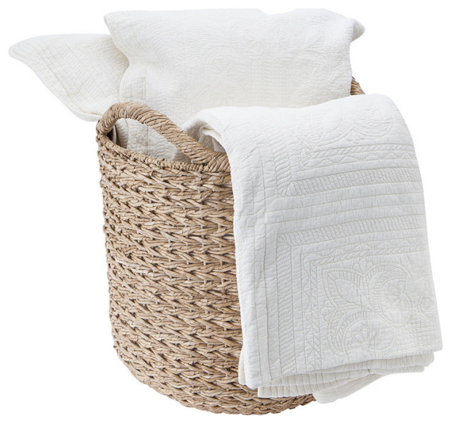 Extra Large Handwoven Decorative Storage Basket, Twisted Sea Grass ...