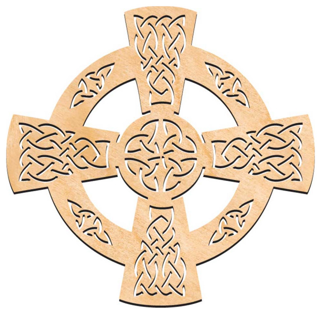 Celtic Wheel Cross Wood Box Sign - Contemporary - Outdoor Wall Art - by ...