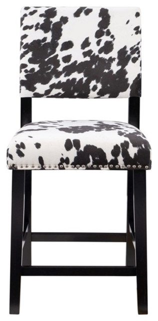 Riverbay Furniture 24" Microfiber & Wood Cow Print Counter Stool in ...