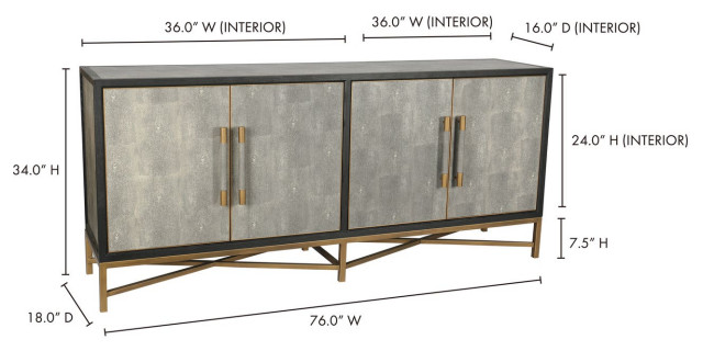 Mako Shagreen Patterned Polyurethane Small Sideboard - Contemporary ...