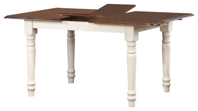 60" Rectangular Extendable Butterfly Leaf Dining Table, White/Chestnut Brown - Traditional ...