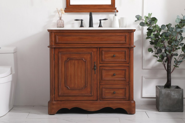 Elegant VF30436TK 36"Single Bathroom Vanity, Teak - Traditional ...