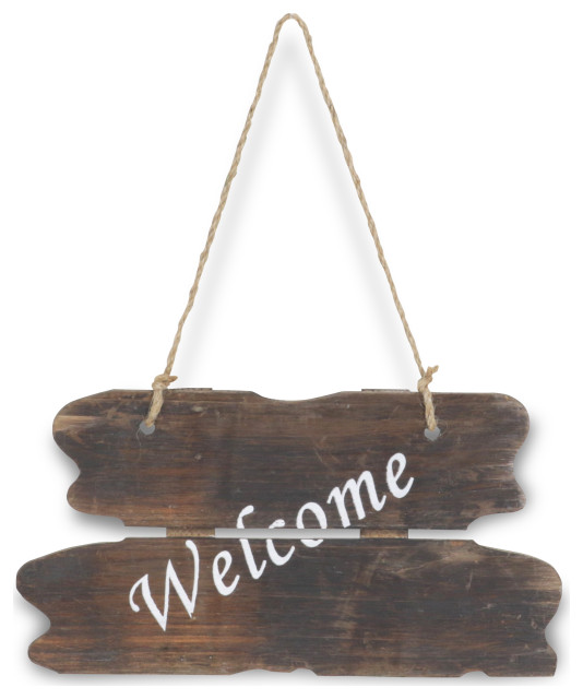 Wooden Welcome Plaque with Hanging Rope - Beach Style - Novelty Signs ...